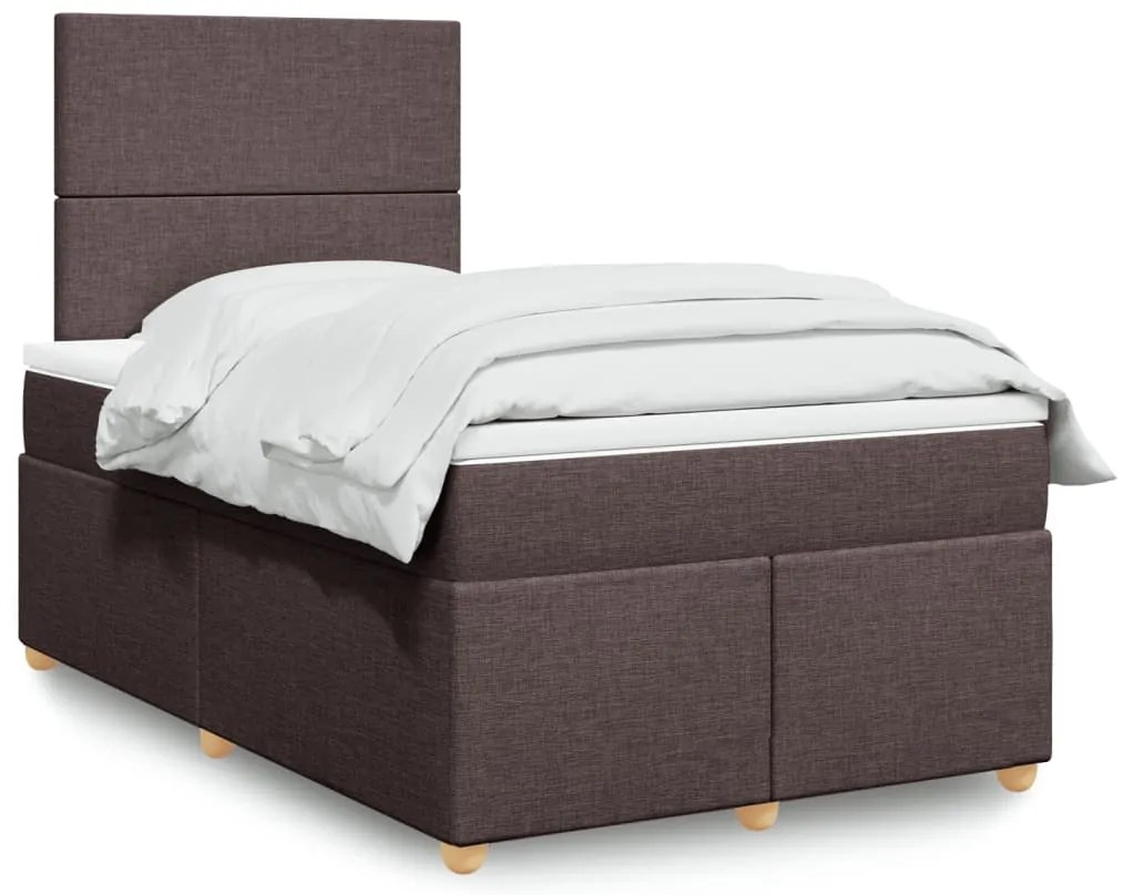 Box spring postel s matrací tmavě hnědá 120x190 cm textil