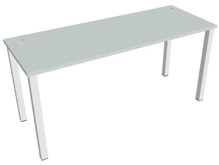 Stůl pracovní rovný 160 cm hl. 60 cm - Hobis Uni UE 1600 Dekor stolové desky: šedá, Barva nohou: bílá