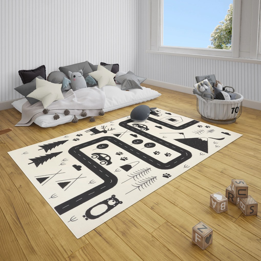 Hanse Home Collection koberce Dětský koberec Adventures 104564 Cream/black - 160x220 cm