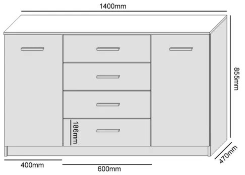 Komoda TAYLER dub craft/černá