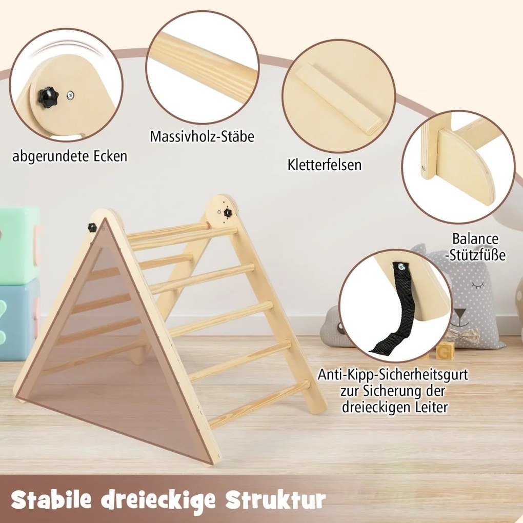 Costway Lezecký trojúhelník 7v1 se skluzavkou, prolézačka pro děti