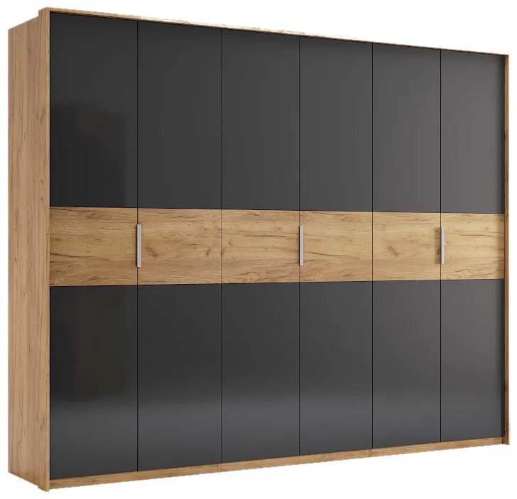 Expedo VÝPRODEJ Skříň ROMANO 6D, 274,2x213,2x58,5, dub kraft/lava mat