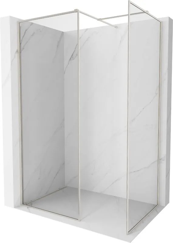 Mexen Kioto-F Sprchová stěna Walk-in s rámem 110 x 80 cm, průhledná 8 mm, kartáčovaný nikl - 800-110-202-04-97-080