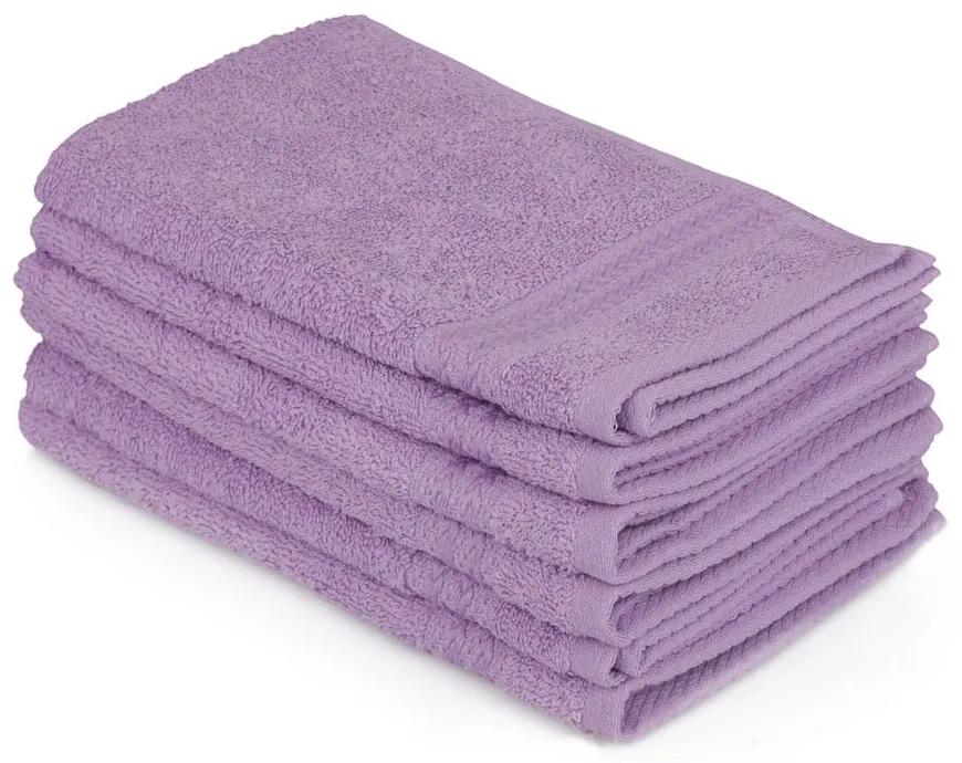 Sada 6 fialových ručníků do koupelny, 50 x 30 cm