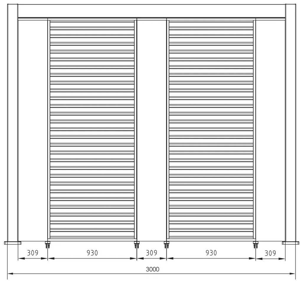 BIZZOTTO Antracitová hliníková pergola s uzavíracími lamelami OCEAN 3x4m 0795772