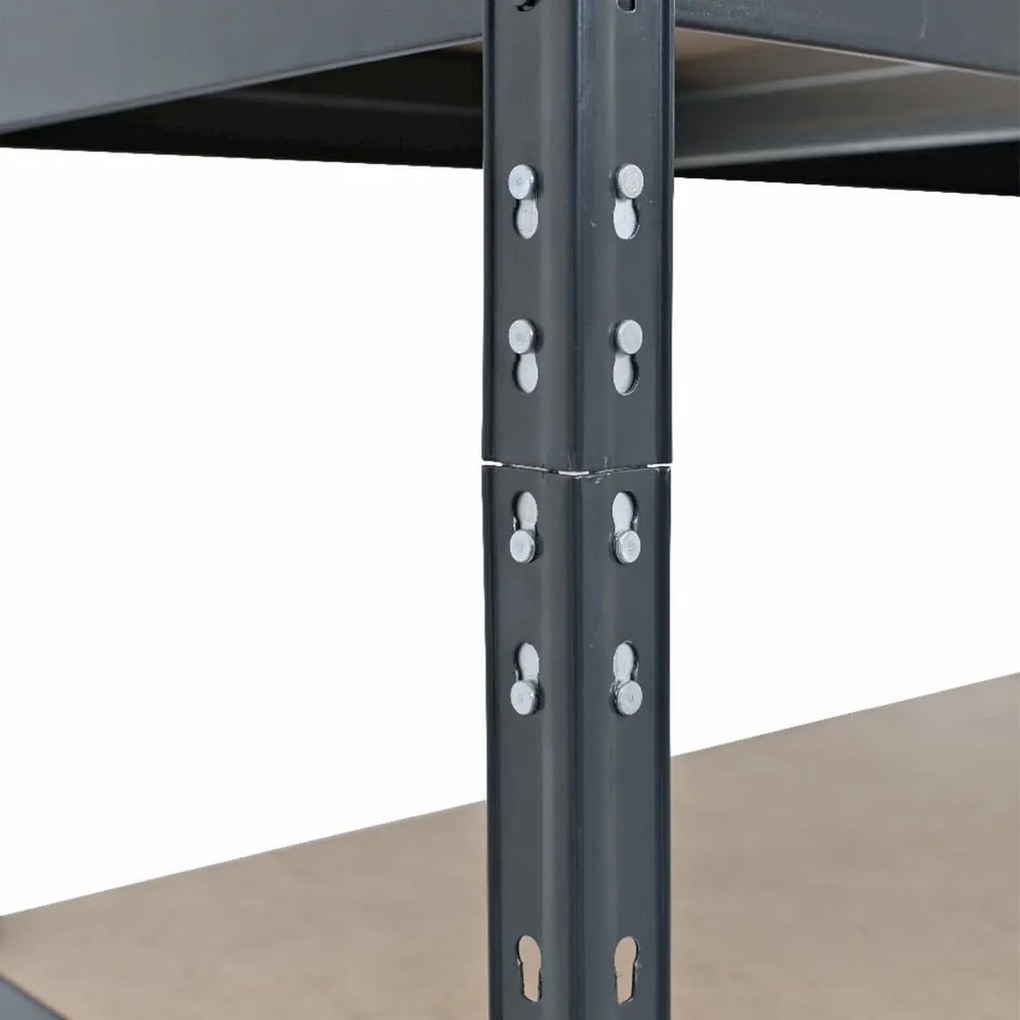 Kovový regál RIVET PRO 252x120x45 DTD dřevotříska 7 úrovní antracitová šedá