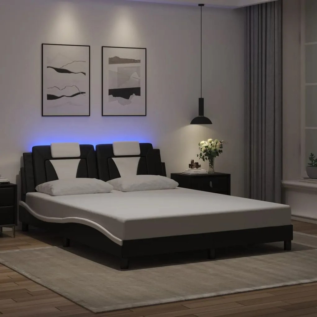 Rám postele Viana s LED bez matrace černý a bílý 160x200 cm 3214034