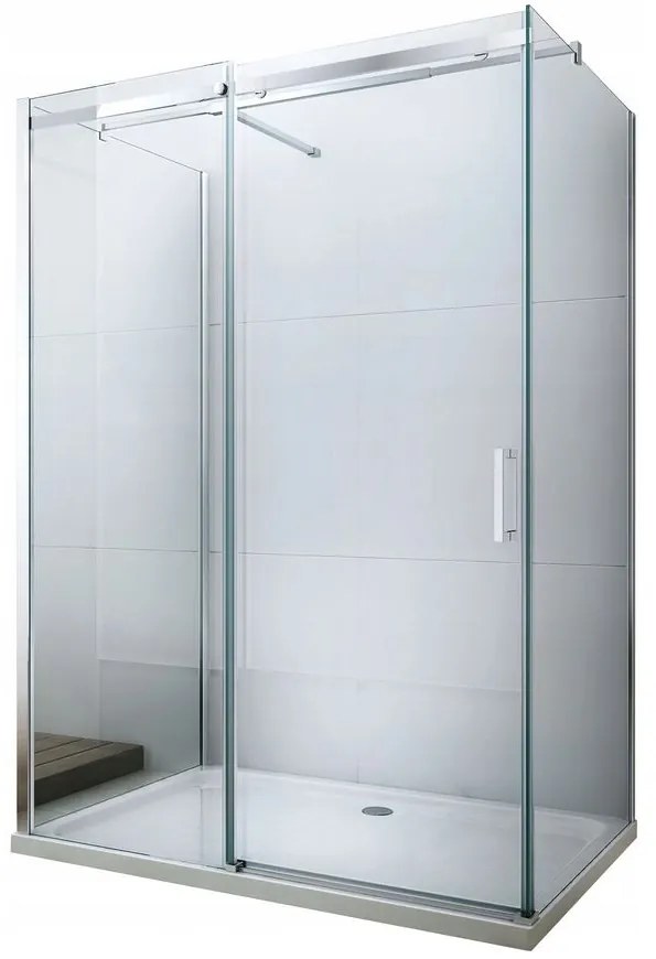 Mexen Omega 3-stěnný sprchový kout 150x80cm, 8mm sklo, chromový profil-čiré sklo, 825-150-080-03-00