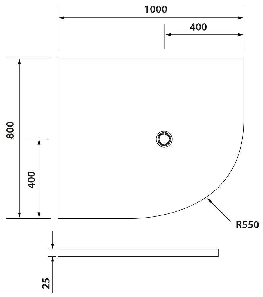 Polysan FLEXIA vanička z litého mramoru čtvrtkruh, s možností úpravy rozměru, 100x80cm, R550, levá 91241