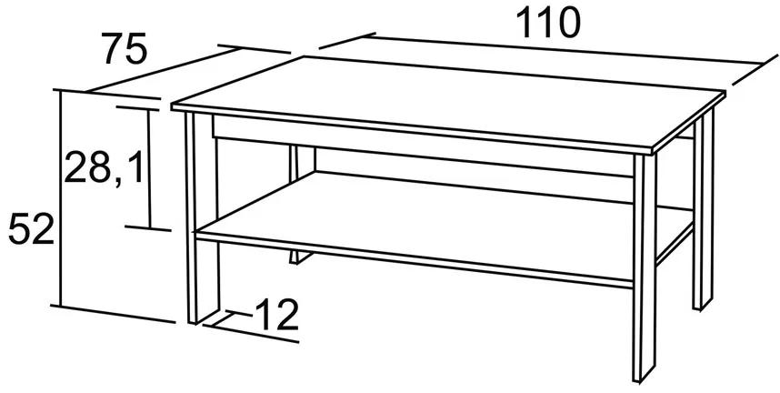Konferenční stůl Leopold 75×110 dub bordeaux