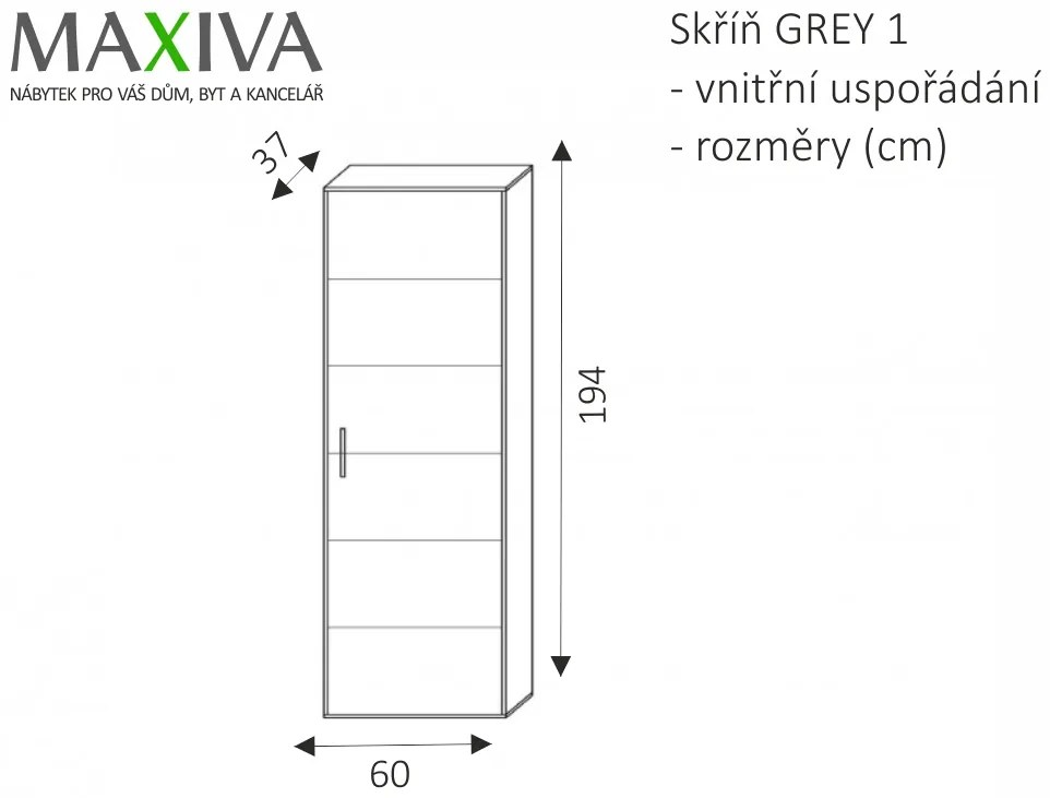 MAXIVA Obývací stěna - GREY, bílá/černá
