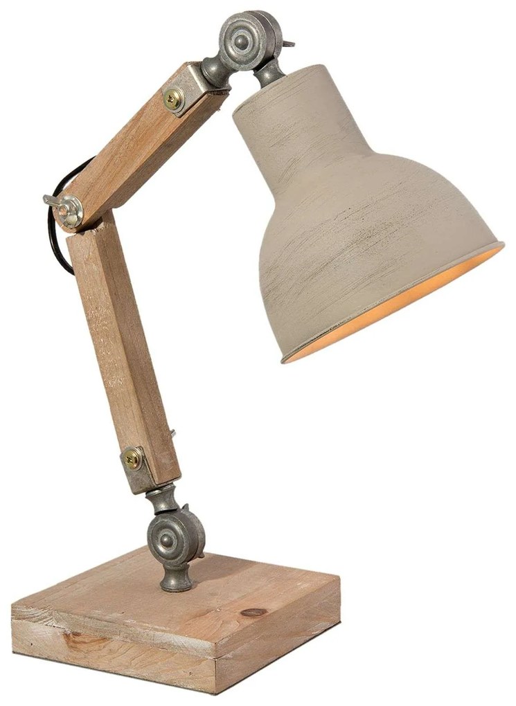 Dřevěná stolní lampa Ian v industriálním stylu