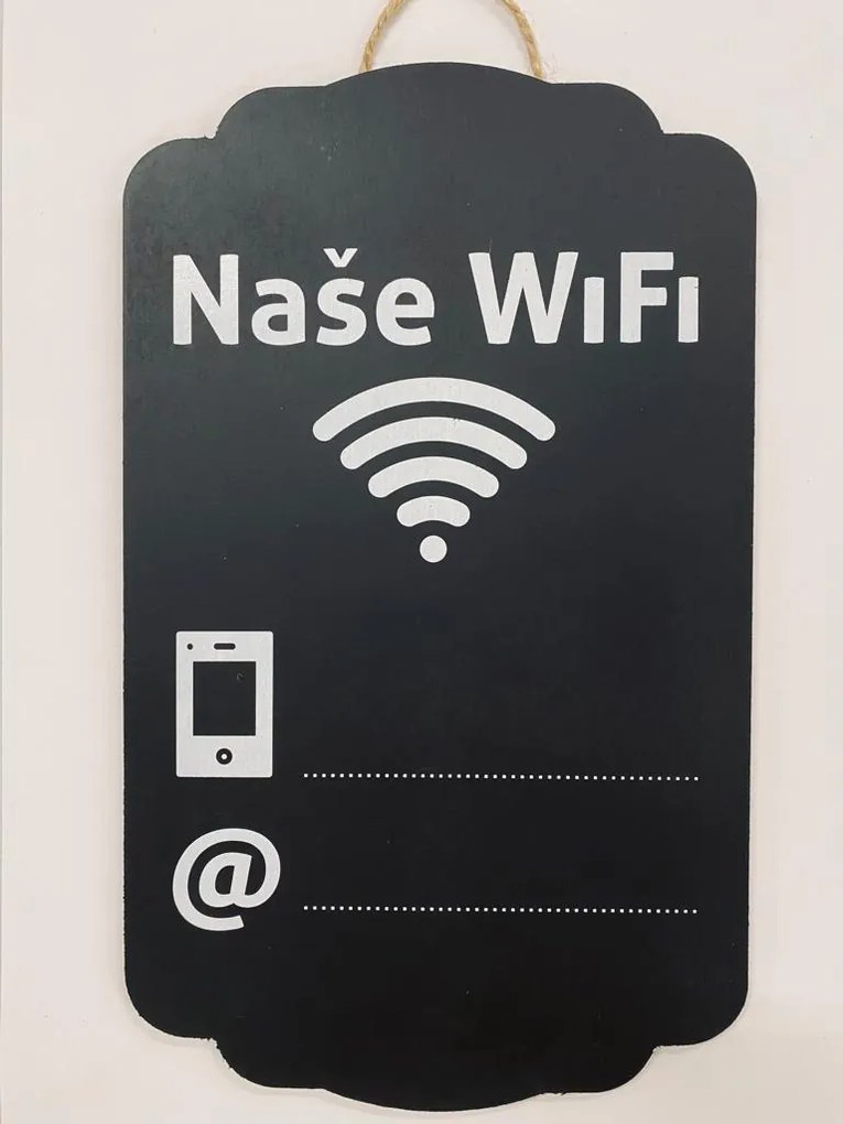 Nástěnná křídová tabule - Naše wifi, 24x40cm Jazyk: CZ