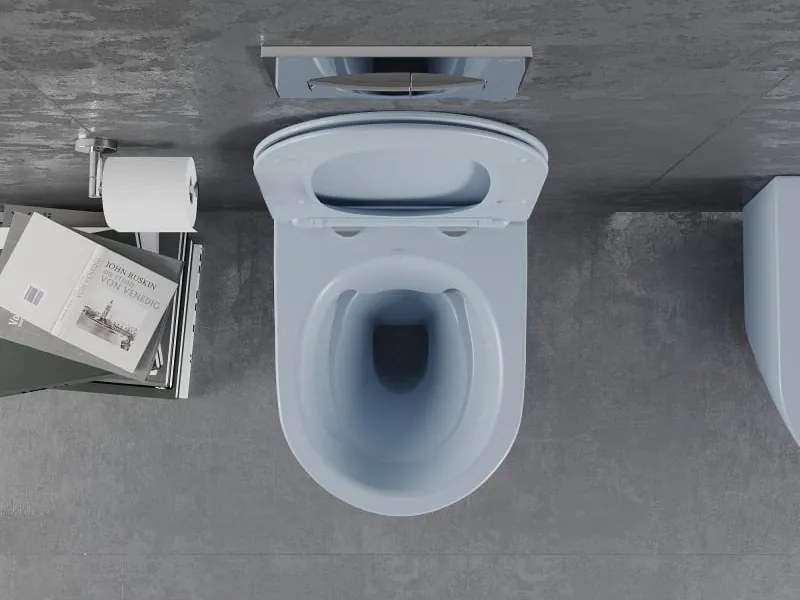 Mexen Lena WC mísa Rimless se sedátkem slim, duroplast, šedo-modrá matná - 30224069