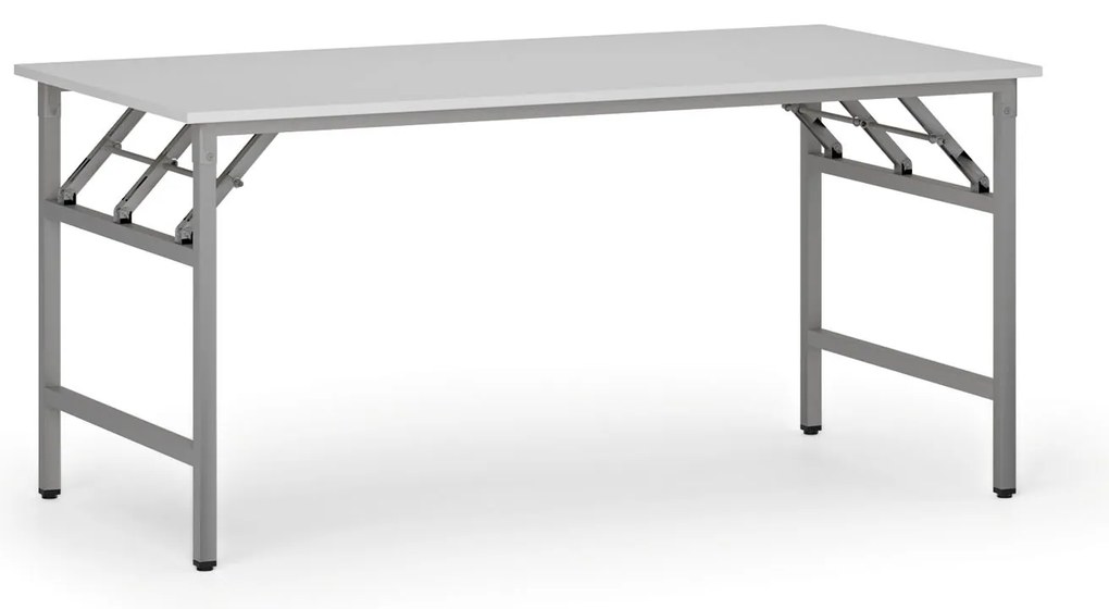 Konferenční stůl FAST READY, 160x80 cm, šedostříbrná podnož, bílá