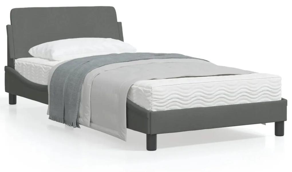 vidaXL Rám postele s čelem tmavě šedý 100x200 cm textil