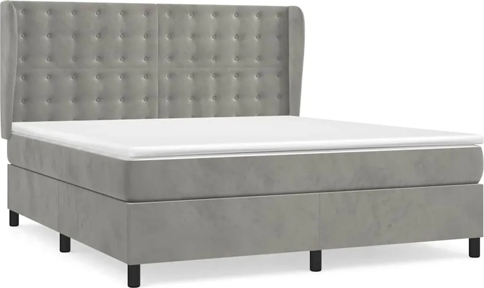 Box spring postel s matrací světle šedá 160x200 cm samet 3129459