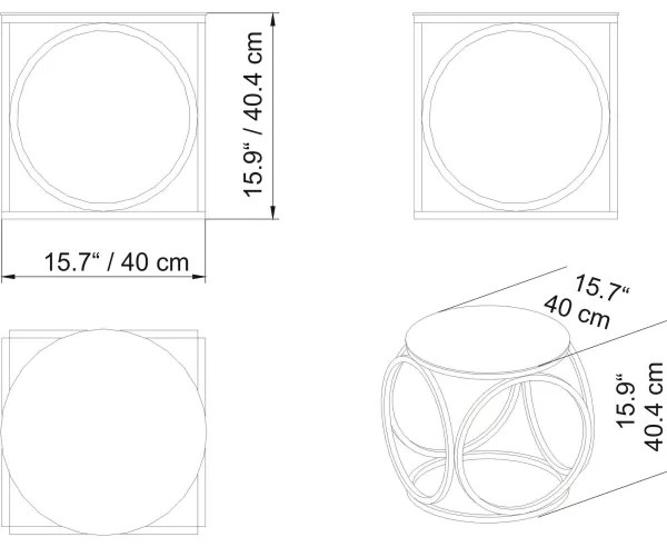 Odkládací stolek MIMO 40x40 cm zlatá/černá