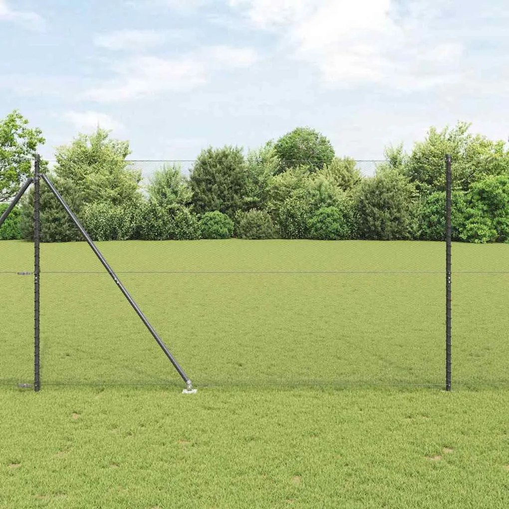 Hexagonální plot s podpěrou 50 x 1,6 m Ocel potažená PVC Šedá 3353287