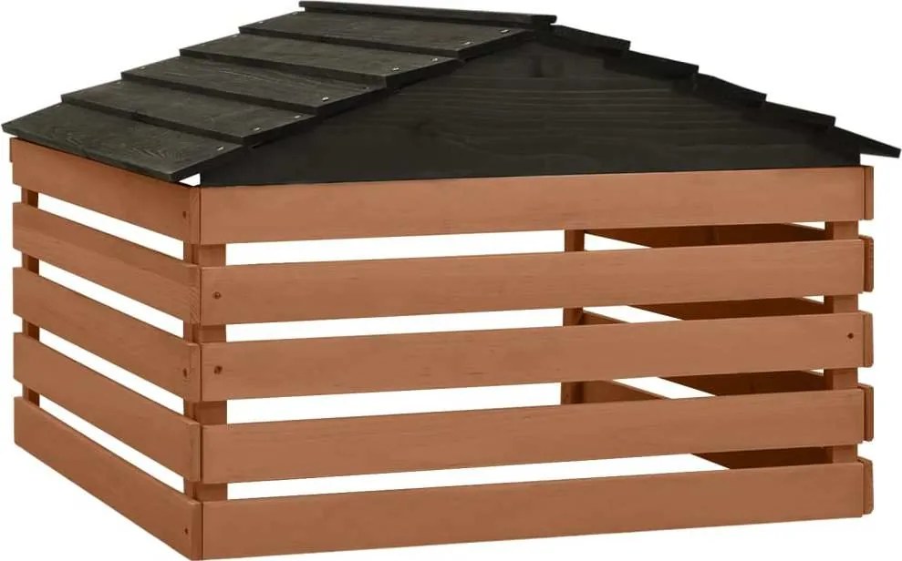 vidaXL Garáž na robotickou sekačku 78x74x54 cm jedlové dřevo [315301] Barva: Černá a hnědá