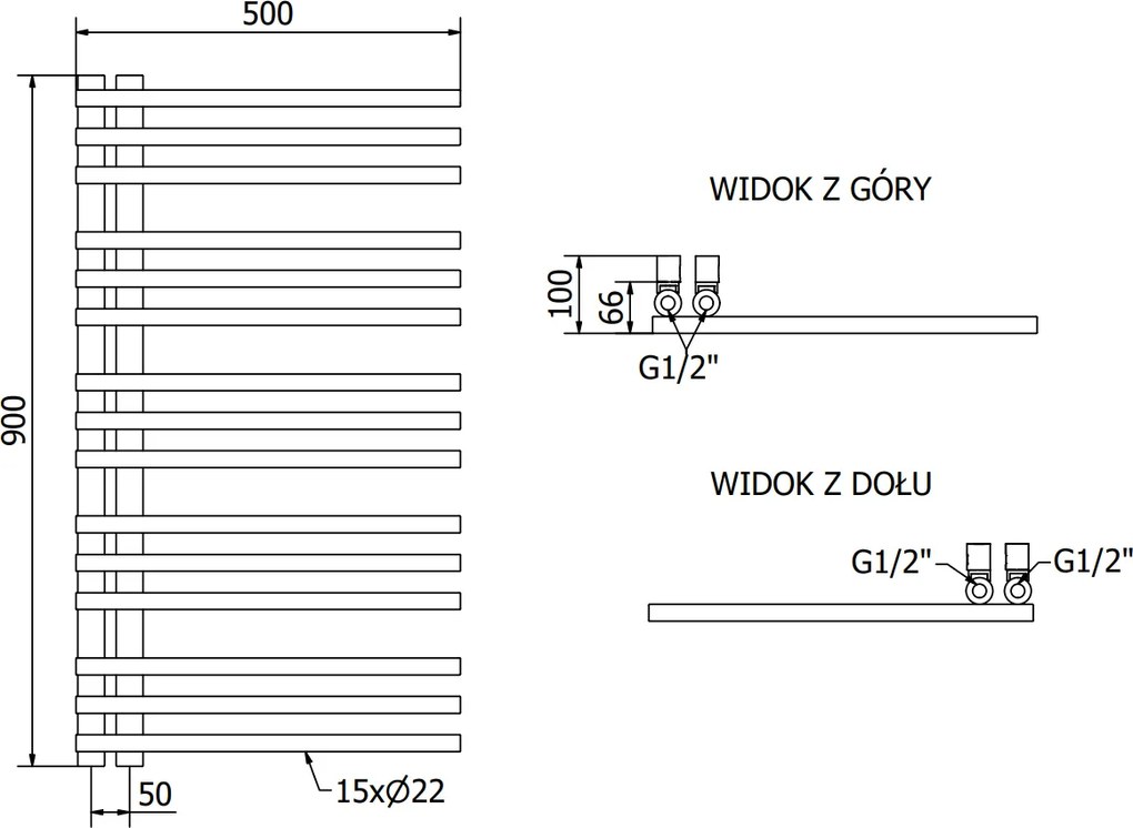 Mexen Neptun, elektrické topné těleso 900 x 500 mm, 600 W, bílá, W101-0900-500-2600-20