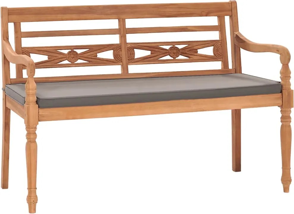 Lavice Batavia s tmavě šedou poduškou 120 cm masivní teak 316030