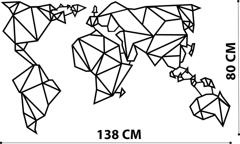 Nástěnná kovová dekorace World Map Metal Decor 4 černá