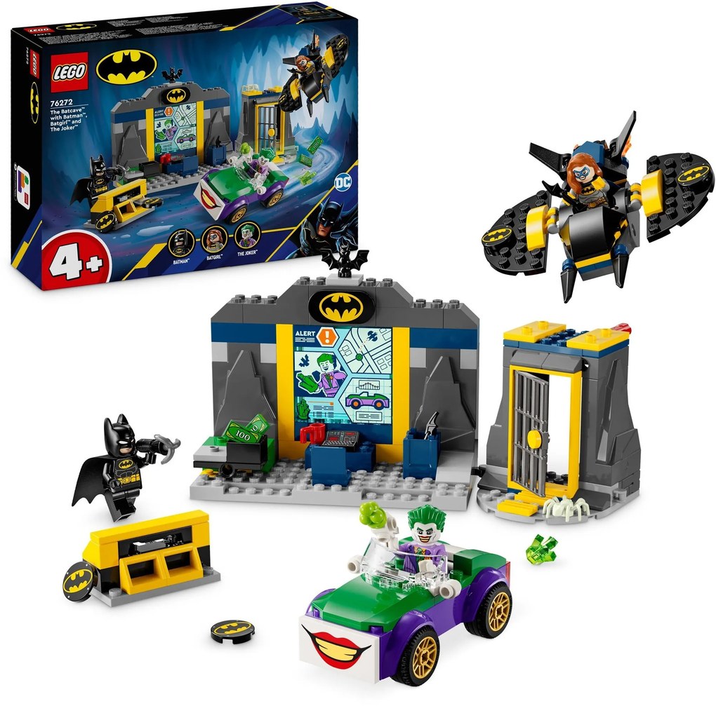Lego stavebnice lego dc batman 76272 batmanova jeskyně a batman, batgirl a joker