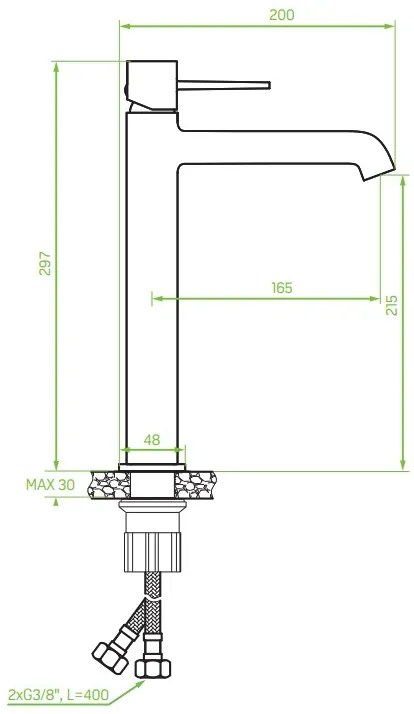 Laveo Pola, vysoká umyvadlová baterie h-297, chromová, LAV-BAP_02ND