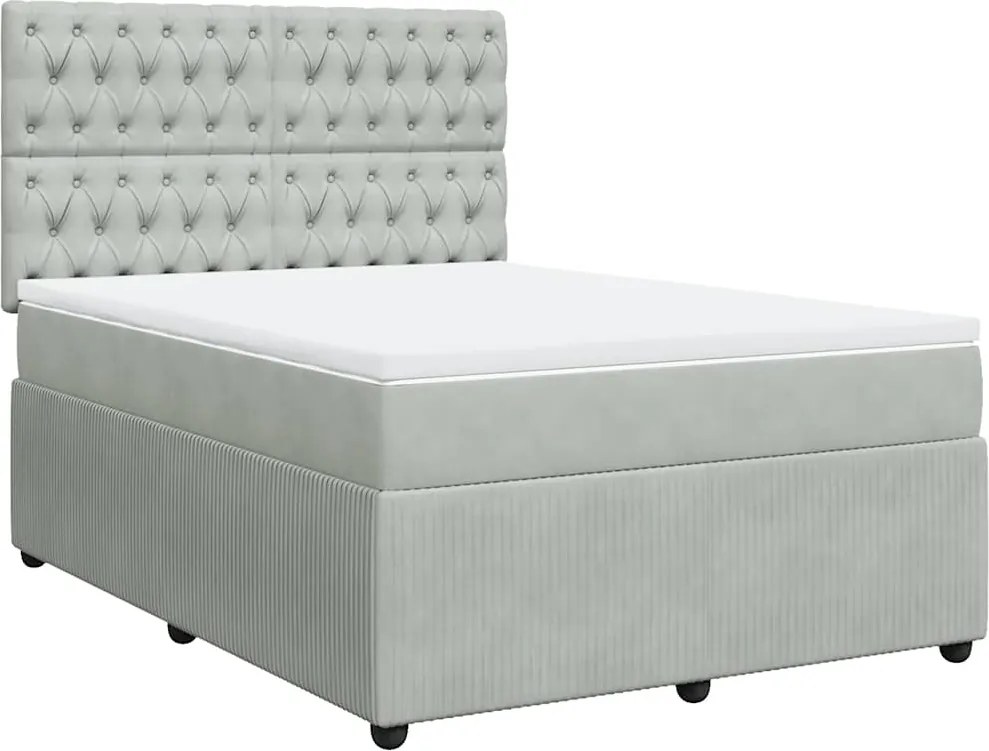 Box spring postel s matrací světle šedá 160x200 cm samet 3294688