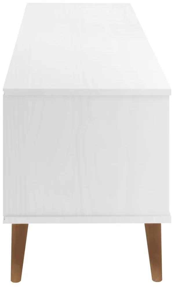 TV stolek Molde - masivní borové dřevo - 158x40x49 cm | bílý