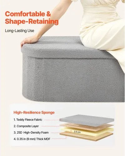 Oválný úložný taburet, Nosnost 299,371 kg VEVOR – 1100 × 380 × 380 mm
