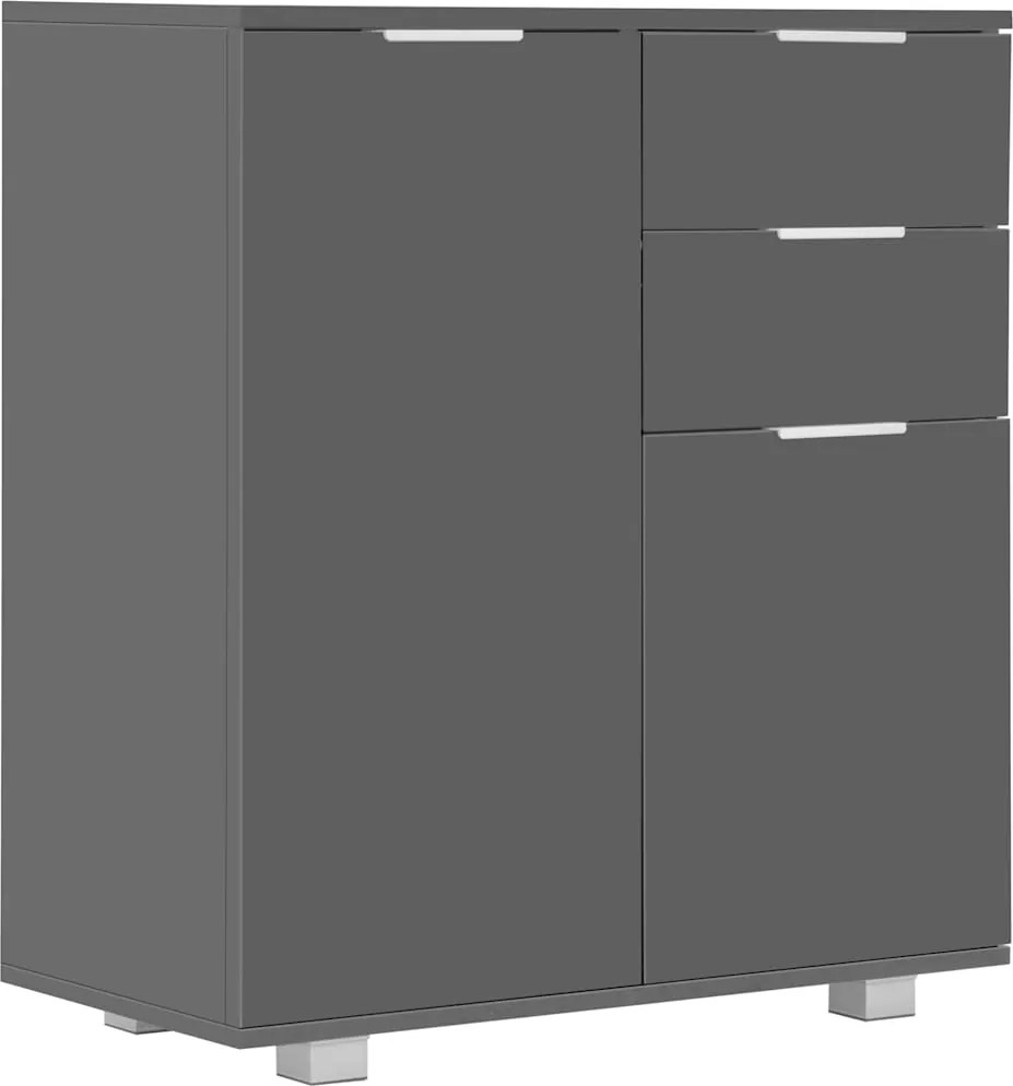 Příborník šedý s vysokým leskem 71x35x80 cm kompozitní dřevo 283717