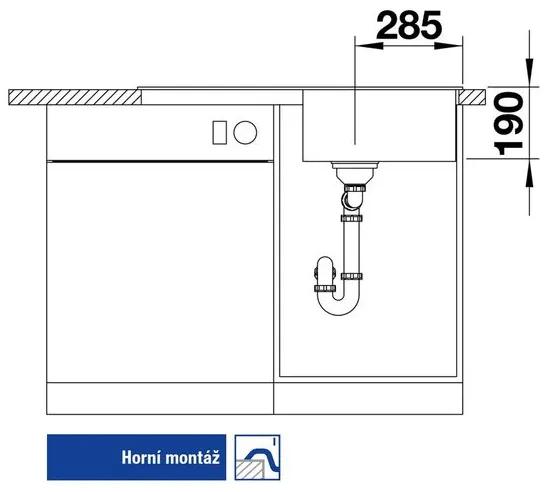 Blanco Zia 5 S Granitový dřez s odkapem oboustranné provedení, 86x50cm, káva, 520519