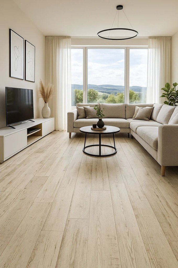Beaulieu International Group, PVC podlaha - lino Domo 2160, na míru, šíře 4m, bílá, bez podkladu, koupelna