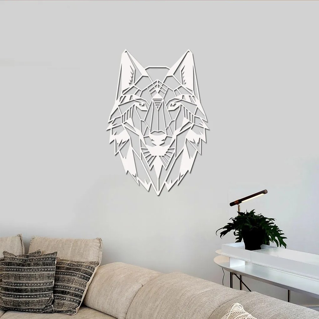 dřevo života Dřevěný obraz vlka GEOMETRY Zvolte rozměr (cm): 60x85, Zvolte barvu dekoru: Černá