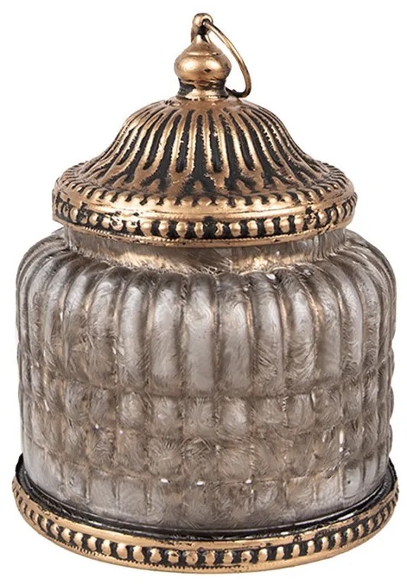 Šedá skleněná svítící LED lucerna Balli - Ø 10*13 cm