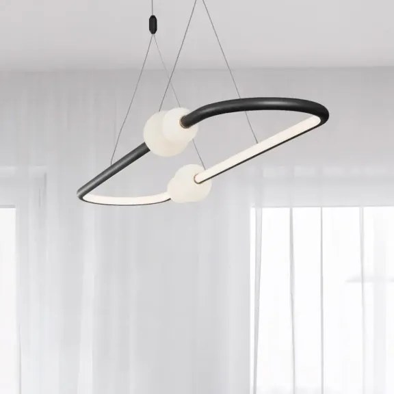LED lustr Celia 100 černé s dálkovým ovládáním