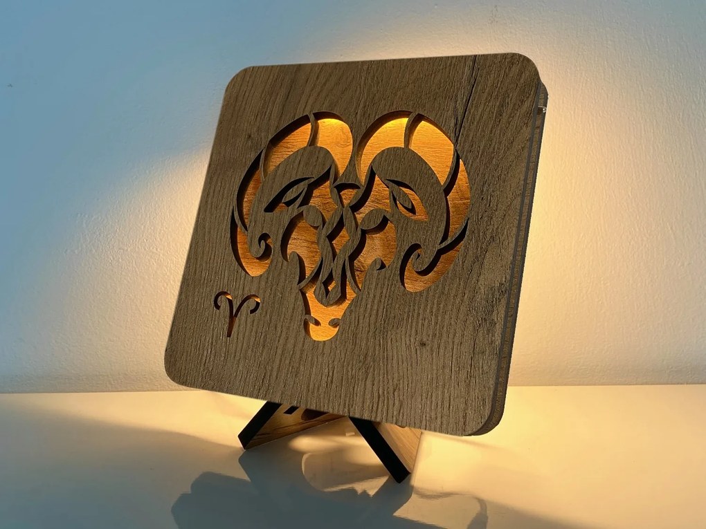 Li-Go Znamení "Beran" lampa 19x19cm provedení povrchu: dub světlý