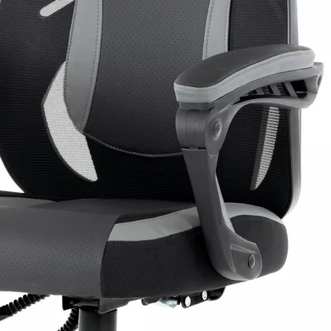Herní křeslo šedé černé ekokůže MESH PCA mech KA-Y213 GREY