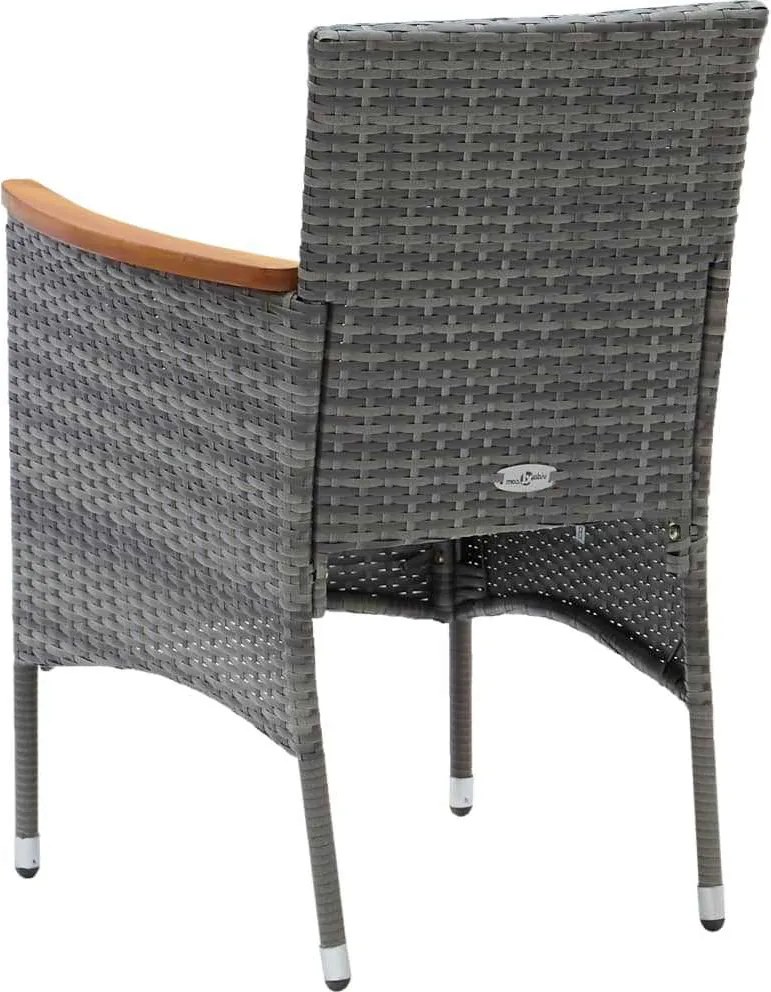 3dílný zahradní jídelní set s poduškami polyratan šedý 3095027