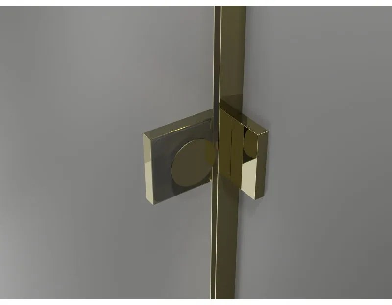 Mexen Lunar, pětiúhelníkový sprchový kout naklápěcí vpravo 80 x 80 cm, 8mm čiré sklo, zlatý profil, 831-080P-080L-50-00-P