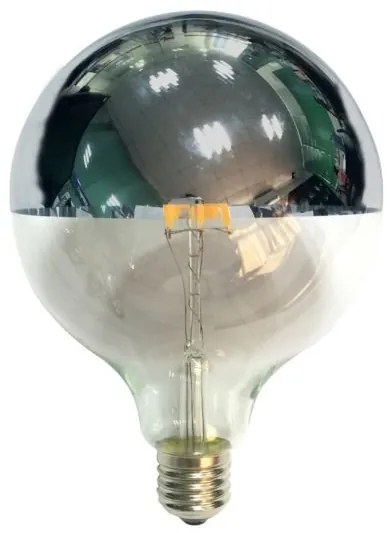 ACA LED žárovka Half Silver G125 E27 6W DIM 2700K