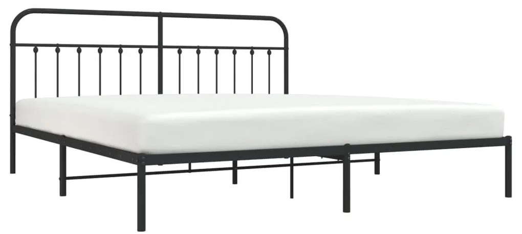 Kovový rám postele s čelem černý 193 x 203 cm,  352584