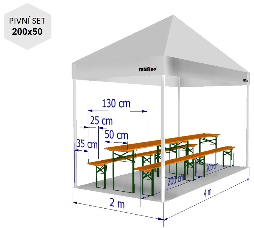 NŮŽKOVÝ PARTY STAN 2x4 m TENTino BIG HEXAGON Barva: 12A - SVĚTLE MODRÁ