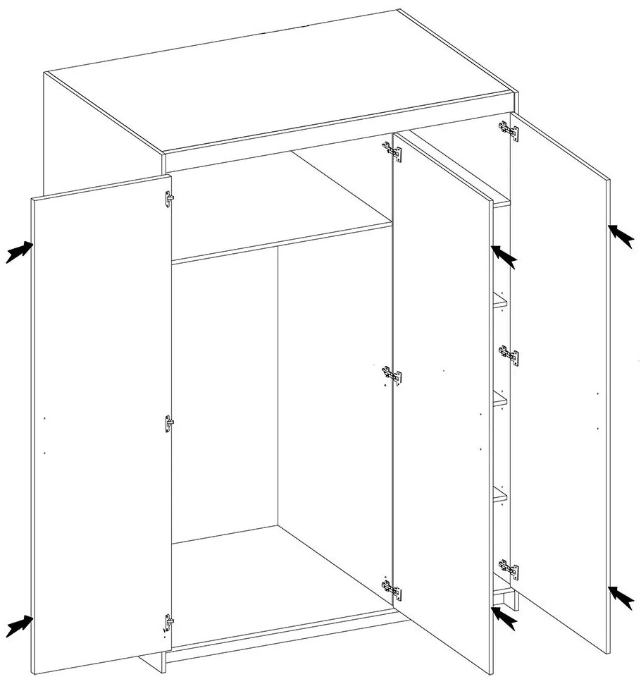 Šatní skříň ELENA 3D + zrcadlo + nástavec | 133 cm | dub lefkas