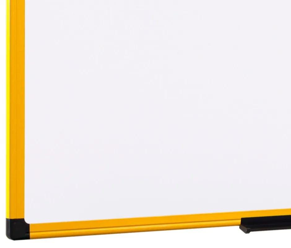 Bi-Office Bílá popisovací tabule na zeď, magnetická, žlutý rám, 900 x 600 mm