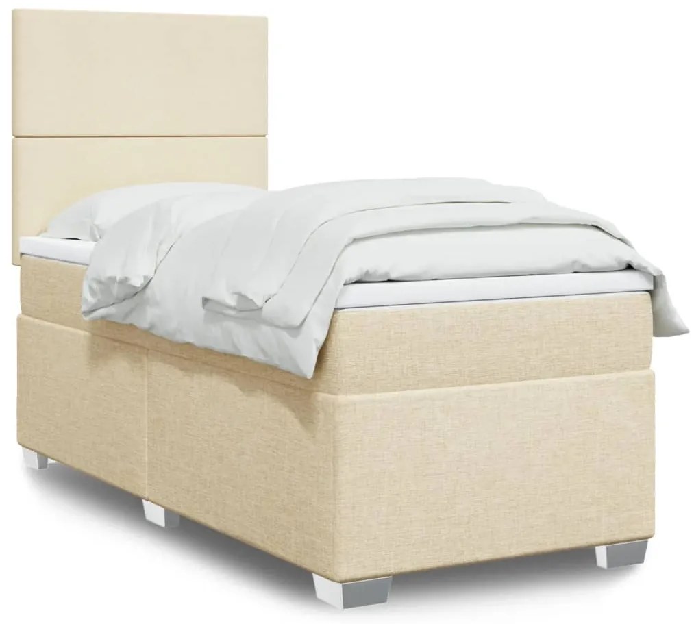 Box spring postel s matrací krémová 90x190 cm textil 3292641