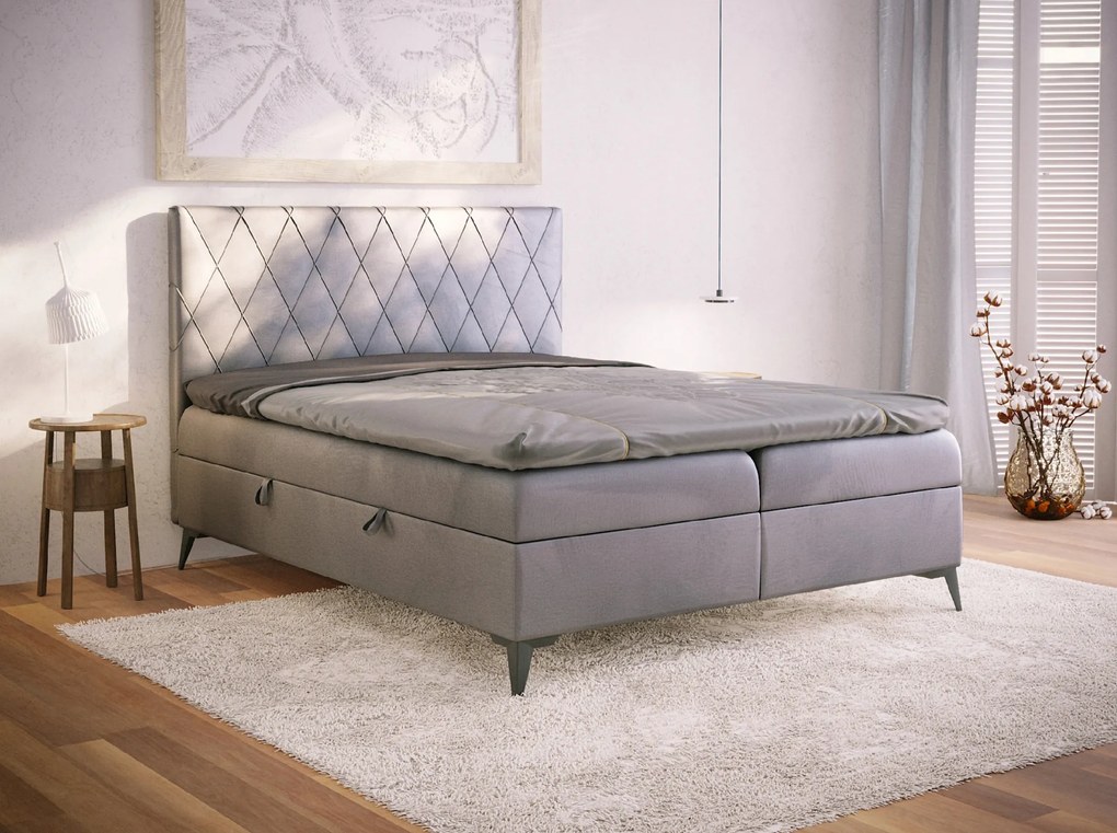 PROXIMA STORE.cz- Kontinentální boxspring postel OLVERA - šedá - 120/140/160/180 Veľkosť postele: Pre matrac 180 x 200 cm