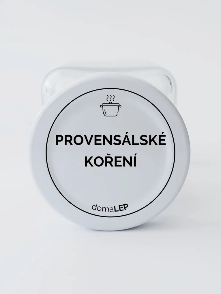 Samolepka na kořenky PROVENSÁLSKÉ KOŘENÍ průhledná 5 cm tučné písmo